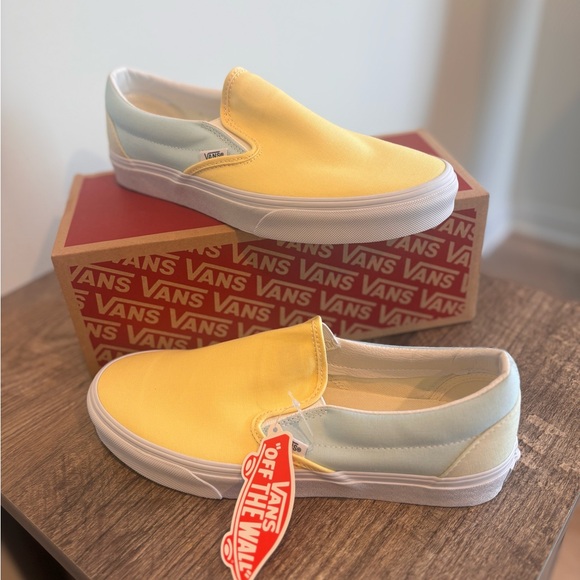 Vans | Shoes | Vans Kids Slipon Shoes Yellow And Blue | Poshmark
